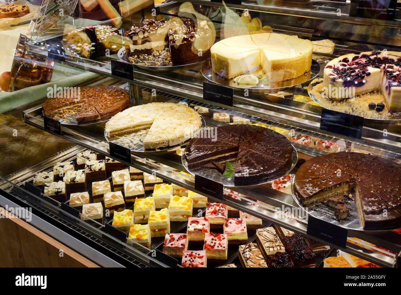Cologne, North Rhine-Westphalia, Germany - Cake in a cake counter at an ...