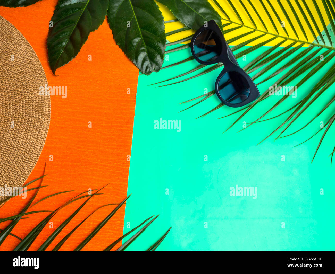 Summer background. Vacation, holiday, travel, tourism concept. Hat ...