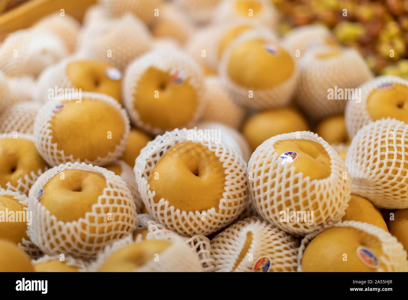 Snow pear or Korean fruit pear in the fruit market Stock Photo - Alamy