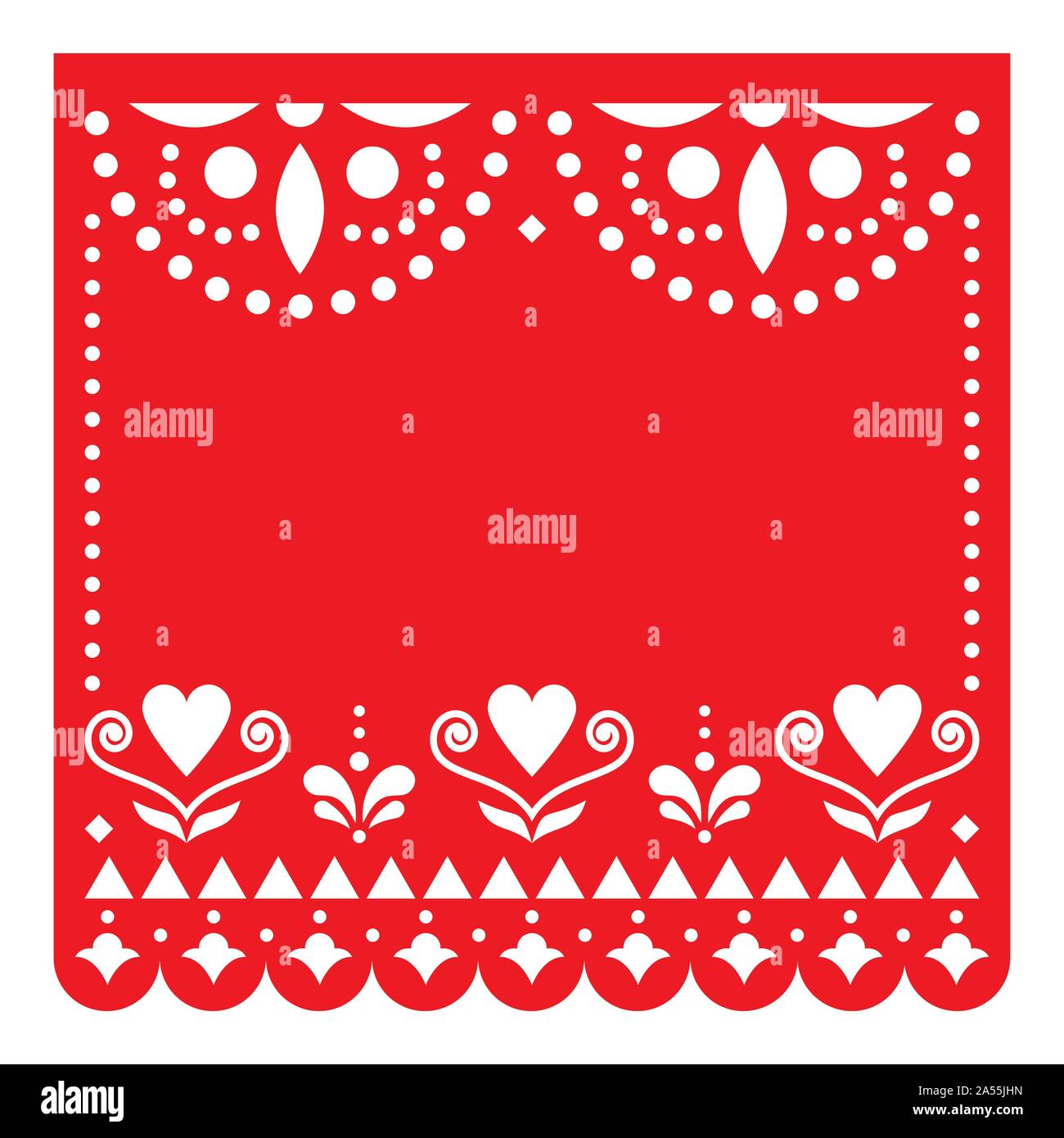 Papel Picado vector template design with no text, red Mexican square ...