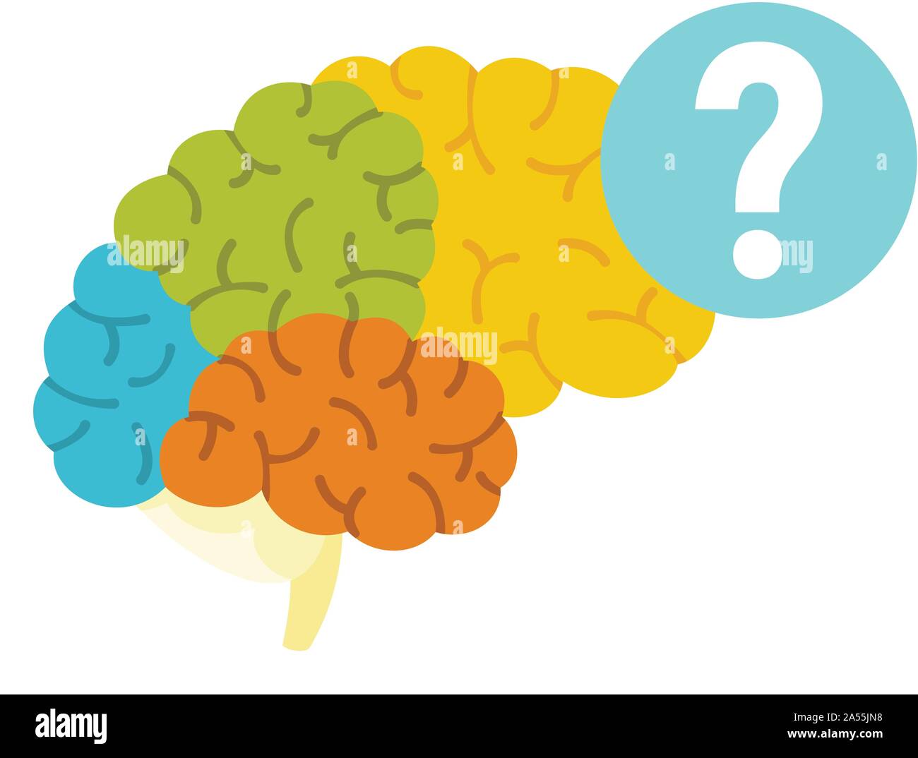 Human brain question icon. Flat illustration of human brain question ...