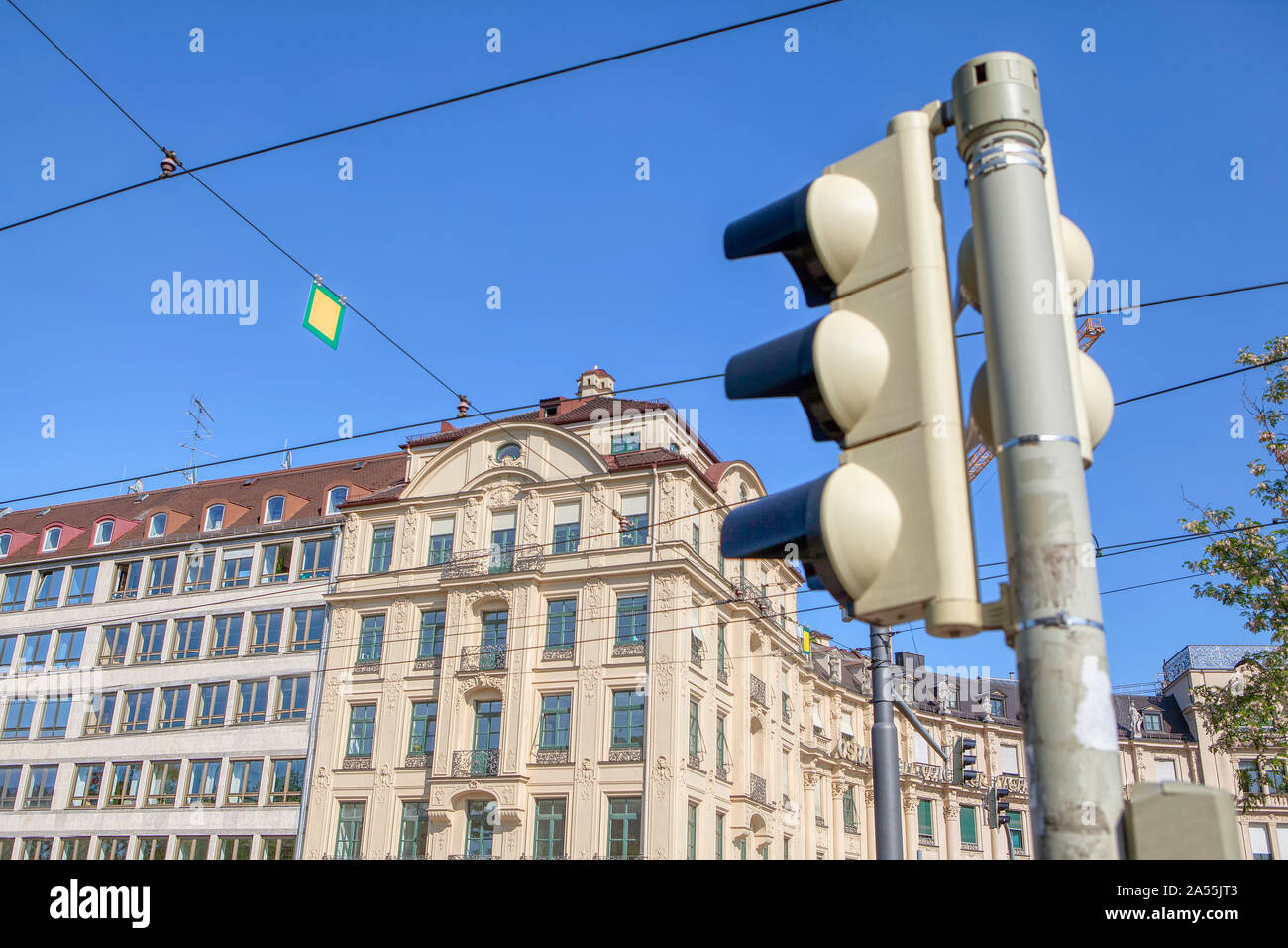 German crossroad , street with traffic light Stock Photo - Alamy