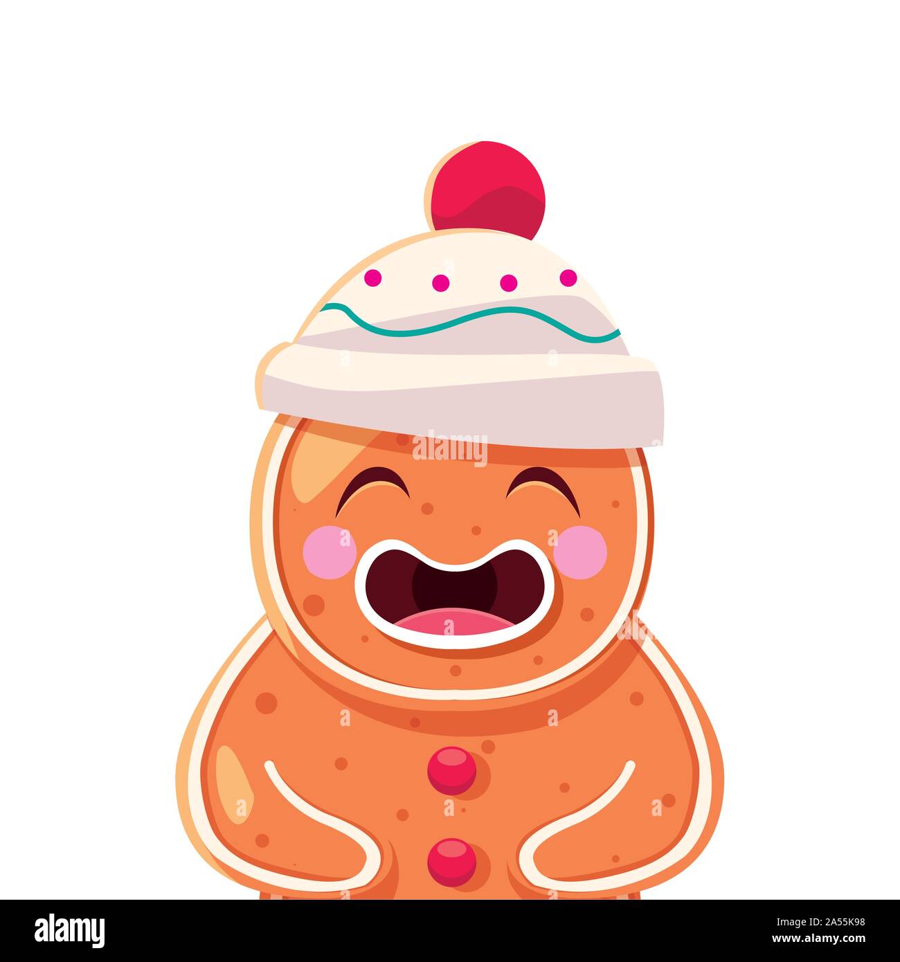 gingerbread man with hat in white background vector illustration design ...