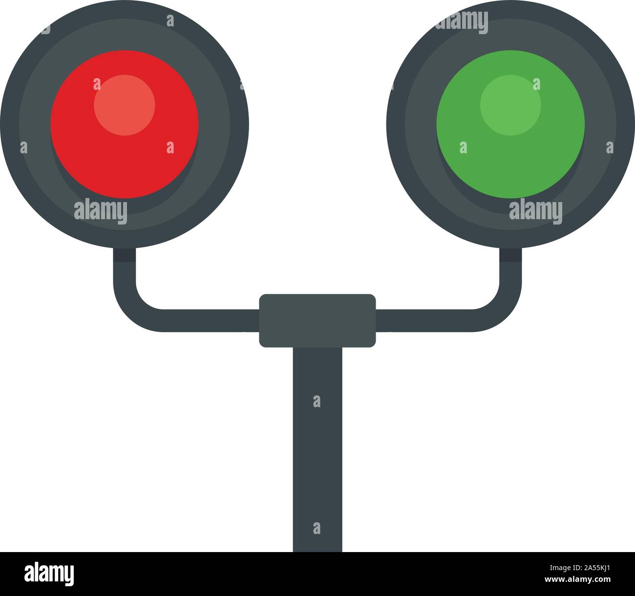 Railway traffic lights icon. Flat illustration of railway traffic ...