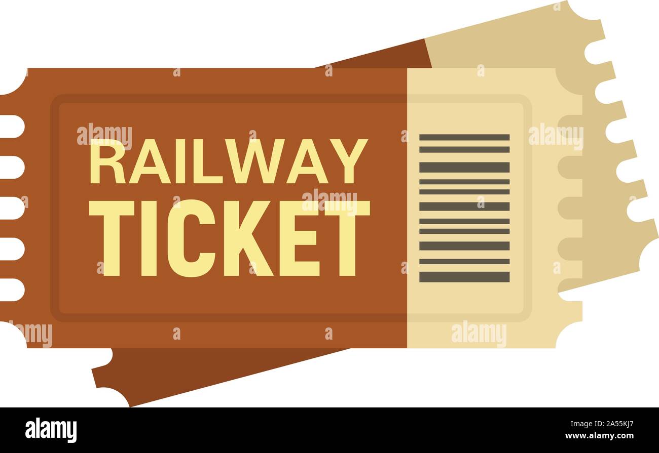 Railway ticket icon. Flat illustration of railway ticket vector icon ...