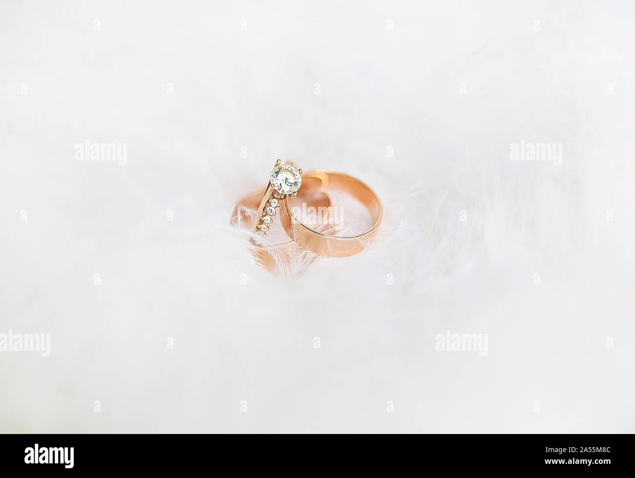 beautiful wedding rings on a white background Stock Photo - Alamy