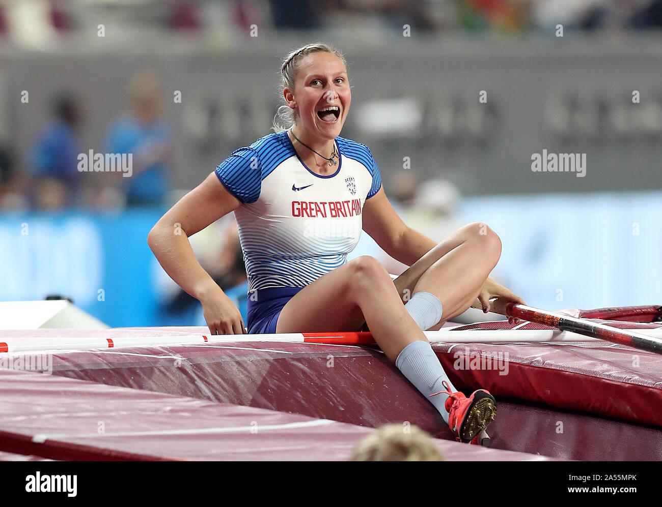 Great Britain's Holly Bradshaw reacts during the Women's Pole Vault ...