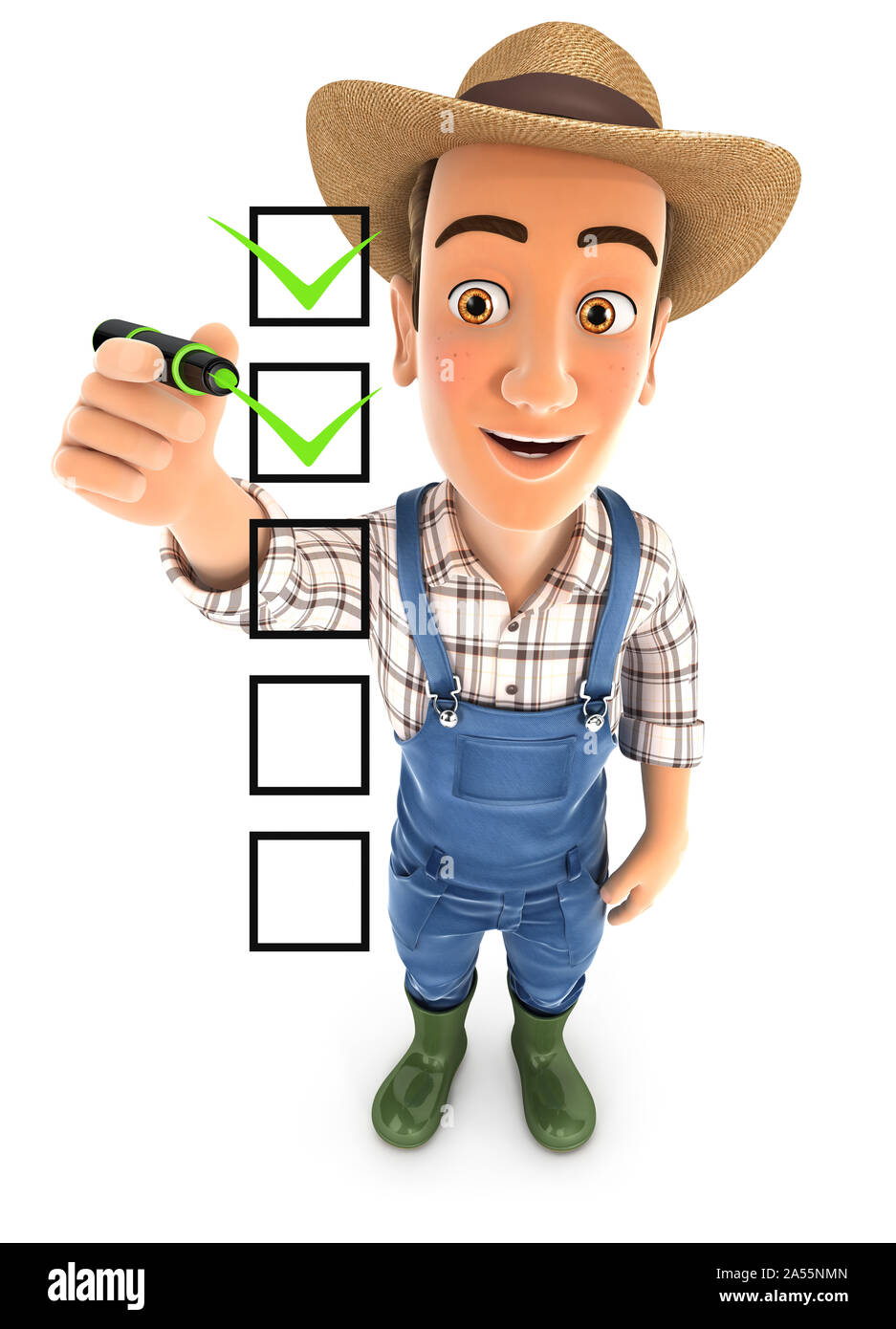 3d farmer checklist, illustration with isolated white background Stock ...