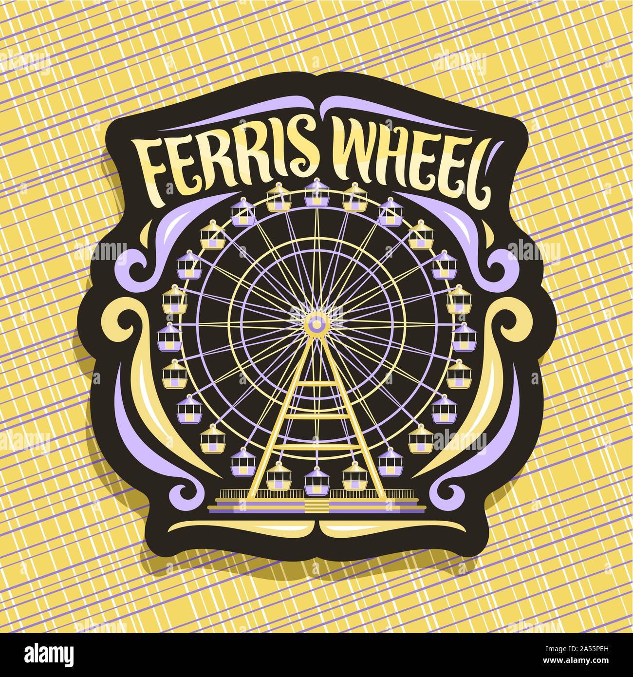 Vector logo for Ferris Wheel, black sign with fairground ride ...