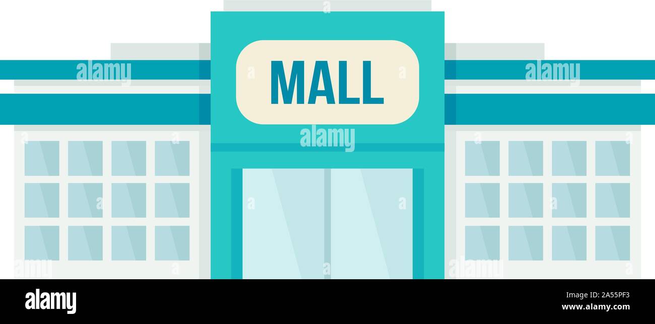 Small mall building icon. Flat illustration of small mall building ...