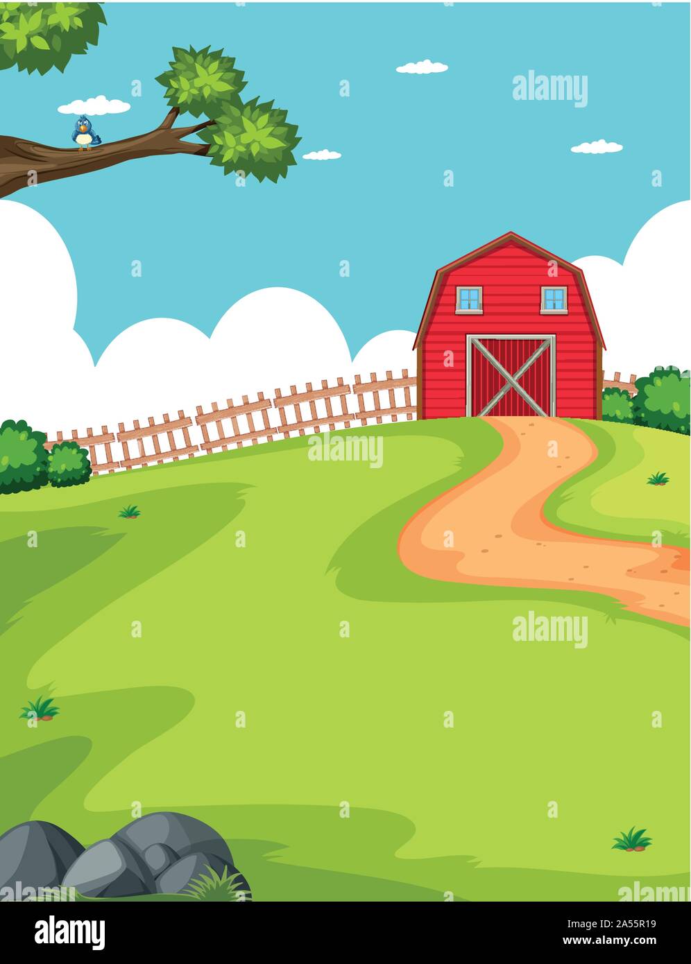 Barn and farm in a field illustration Stock Vector Image & Art - Alamy