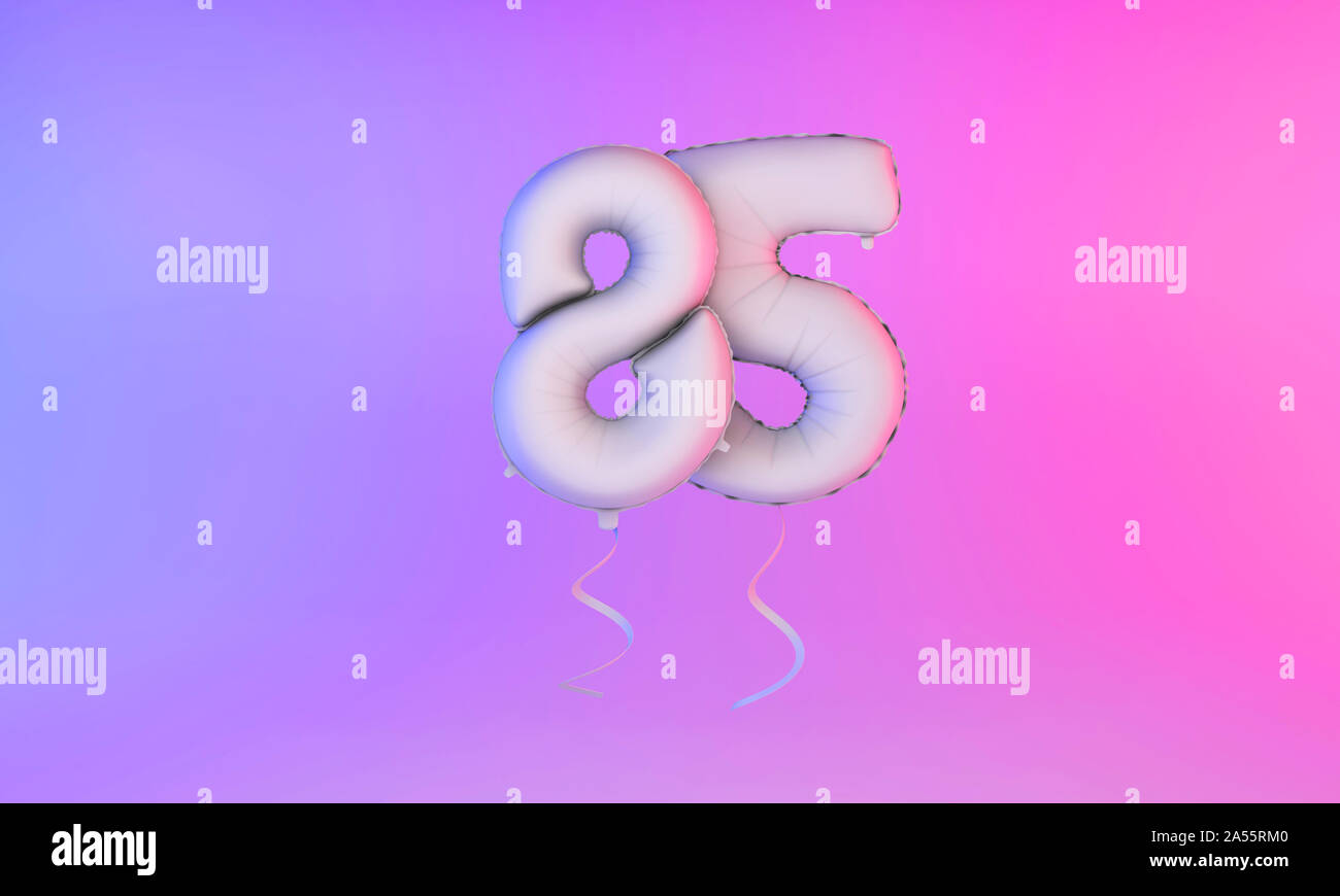 White number 85 celebration balloon greeting background. 3D Rendering ...