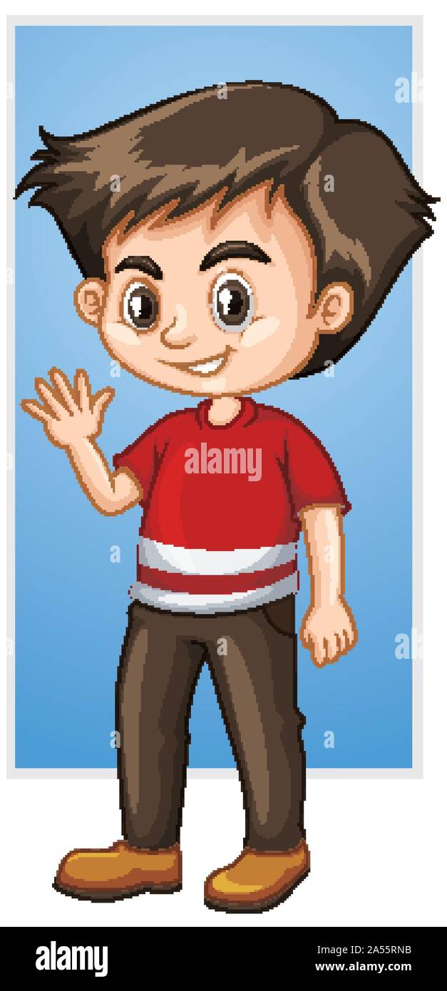 Happy boy waving hand illustration Stock Vector Image & Art - Alamy