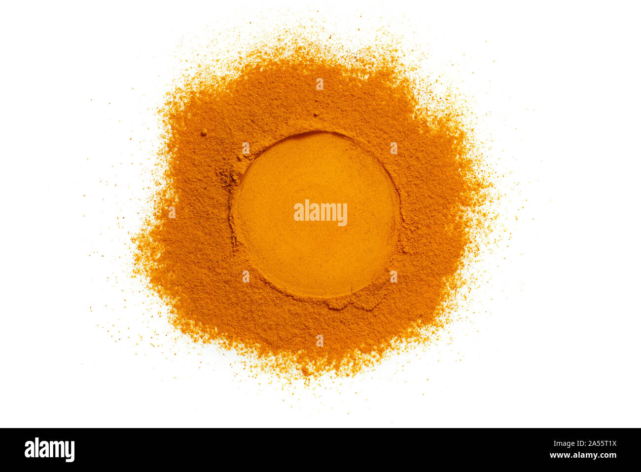 Turmeric powder top view isolated on white Stock Photo - Alamy