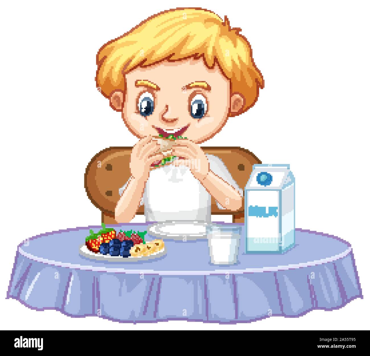 Man eating breakfast children Stock Vector Images - Alamy