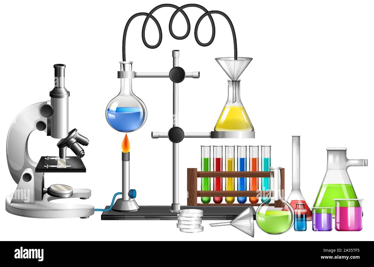 Set of science equipments on white background illustration Stock Vector ...