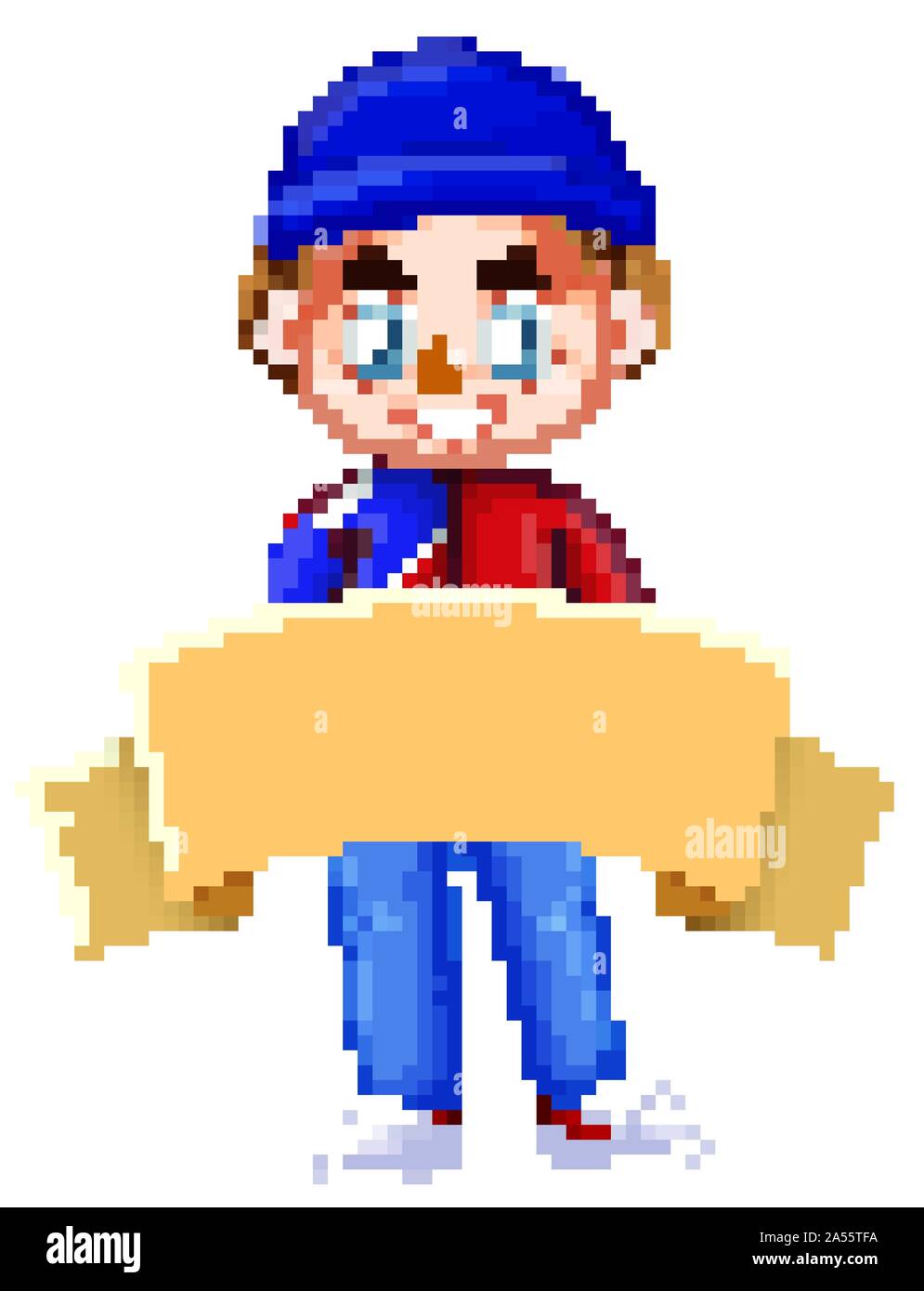 Happy boy with brow banner illustration Stock Vector Image & Art - Alamy