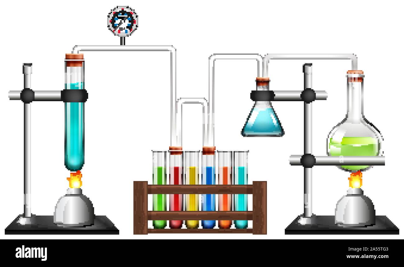 Science equipments on white background illustration Stock Vector Image ...