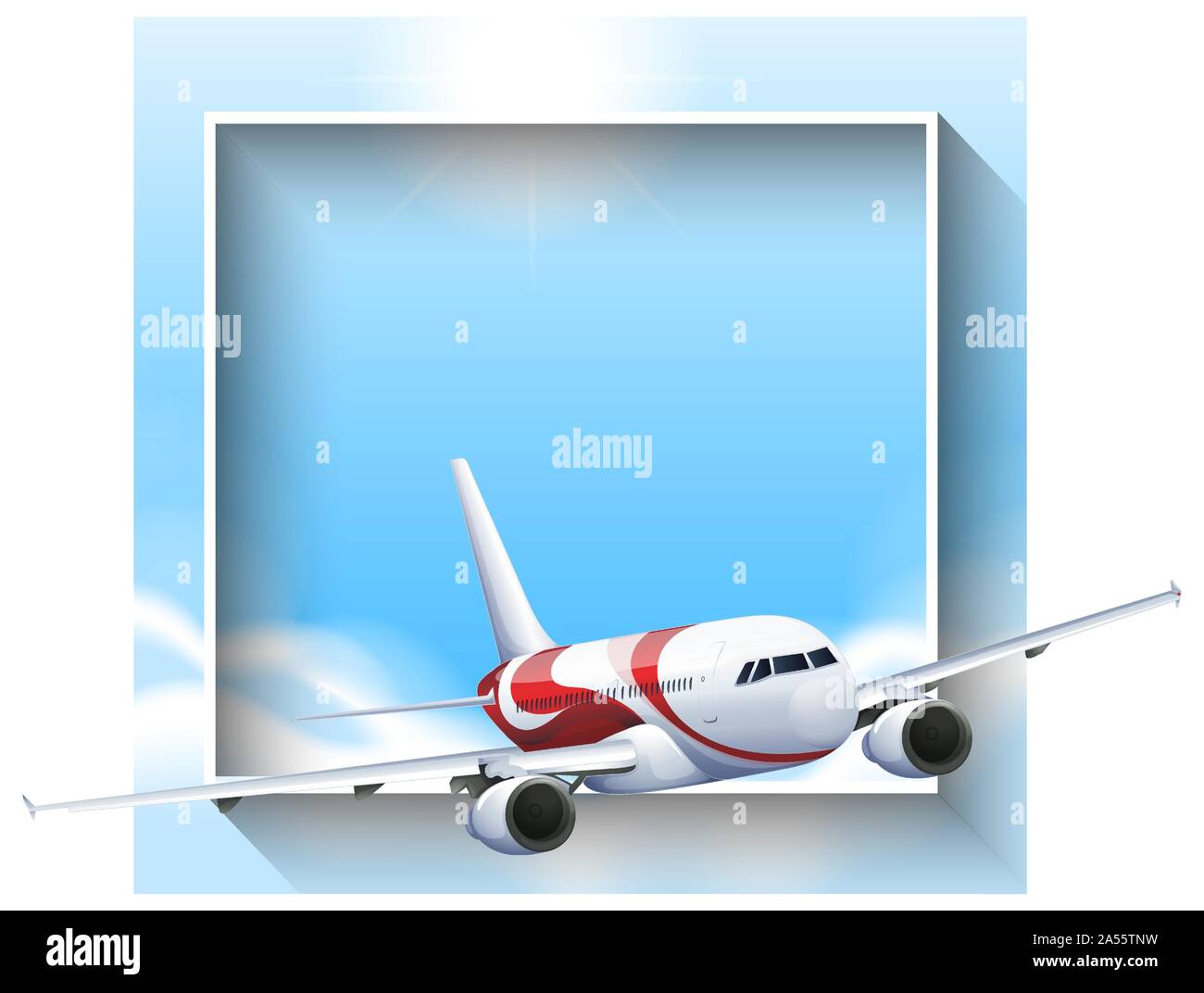 Border template with airplane flying in sky illustration Stock Vector ...