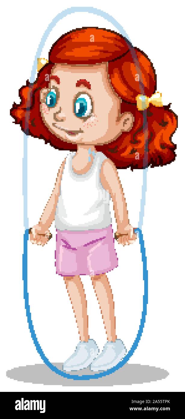 One happy girl jumping rope illustration Stock Vector Image & Art - Alamy
