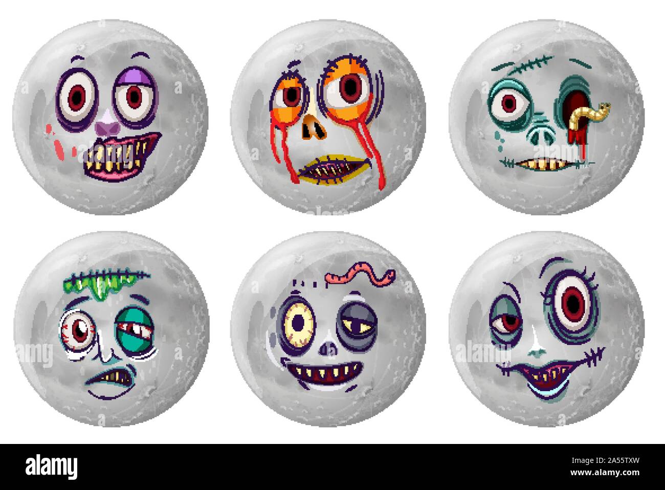 Scary expressions on the moon surface illustration Stock Vector Image ...