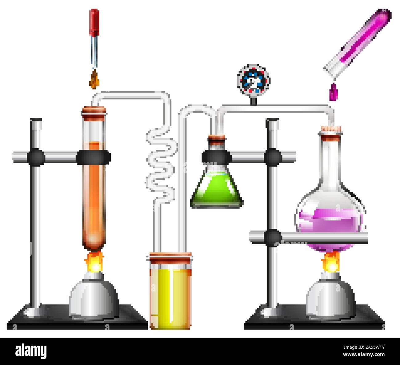 Science equipments on white background illustration Stock Vector Image ...