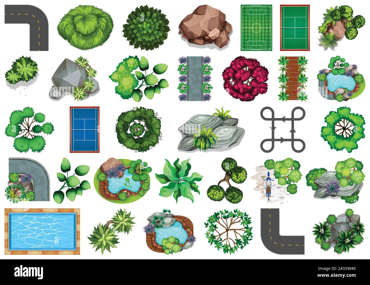 Collection of outdoor nature themed objects and plant elements ...