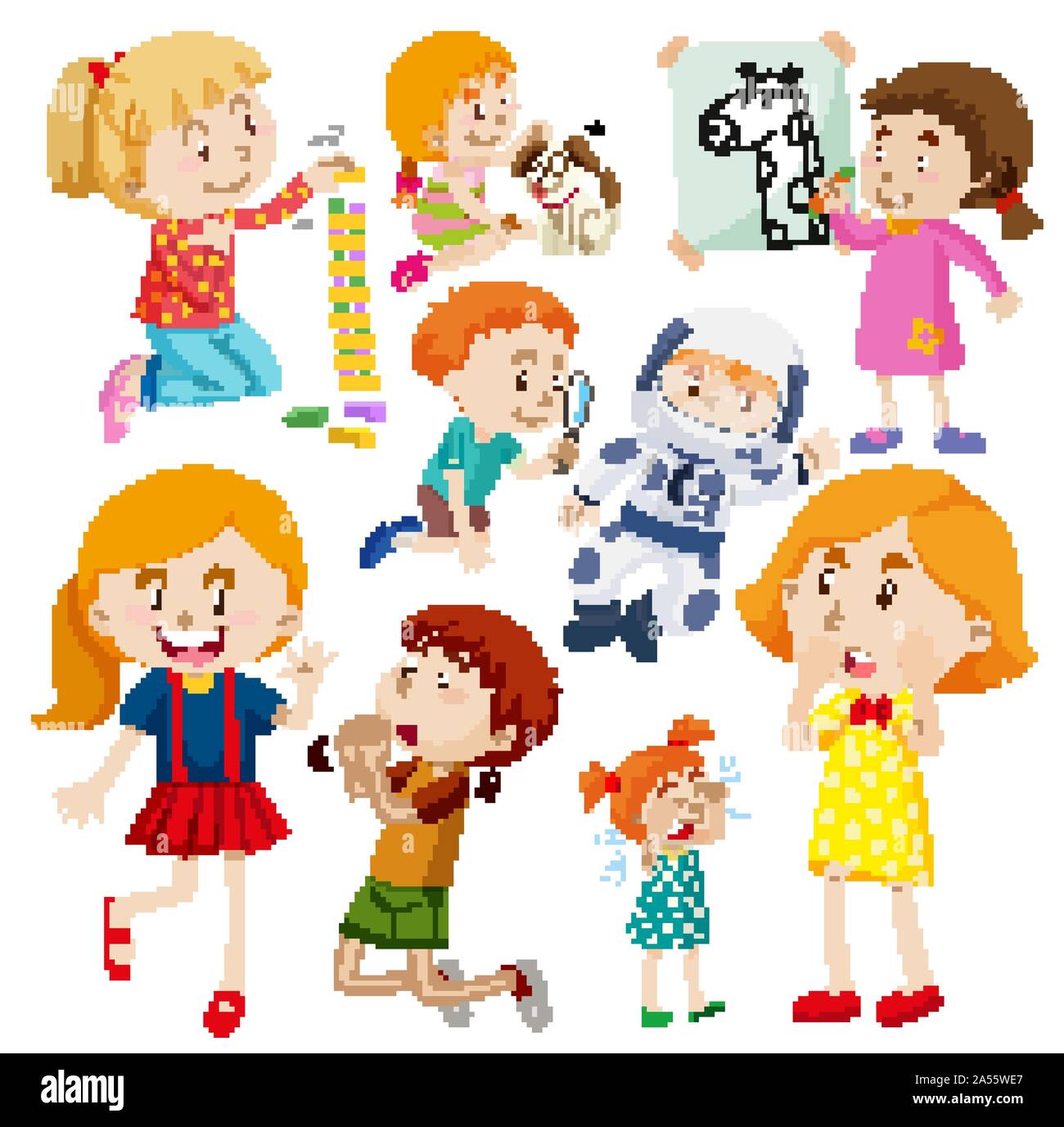 Children doing different actions illustration Stock Vector Image & Art ...