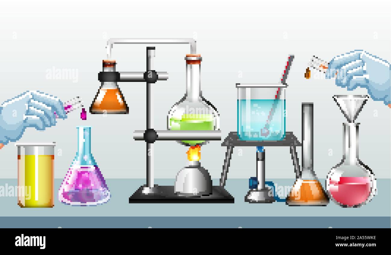 Science lab equipments on burning stands illustration Stock Vector ...