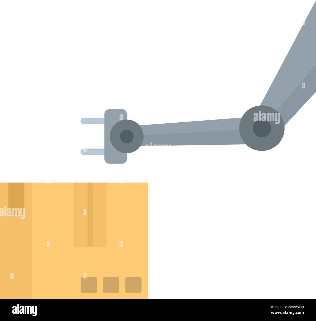 Robot hand parcel icon. Flat illustration of robot hand parcel vector ...