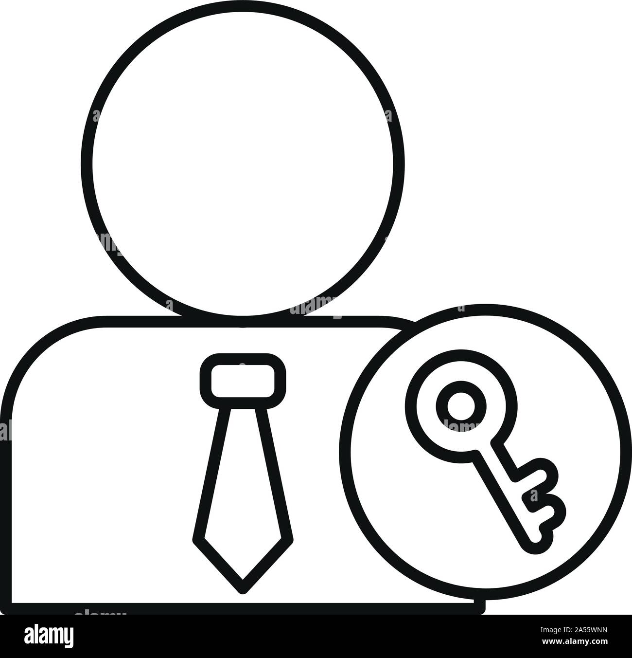 Admin key icon. Outline admin key vector icon for web design isolated ...