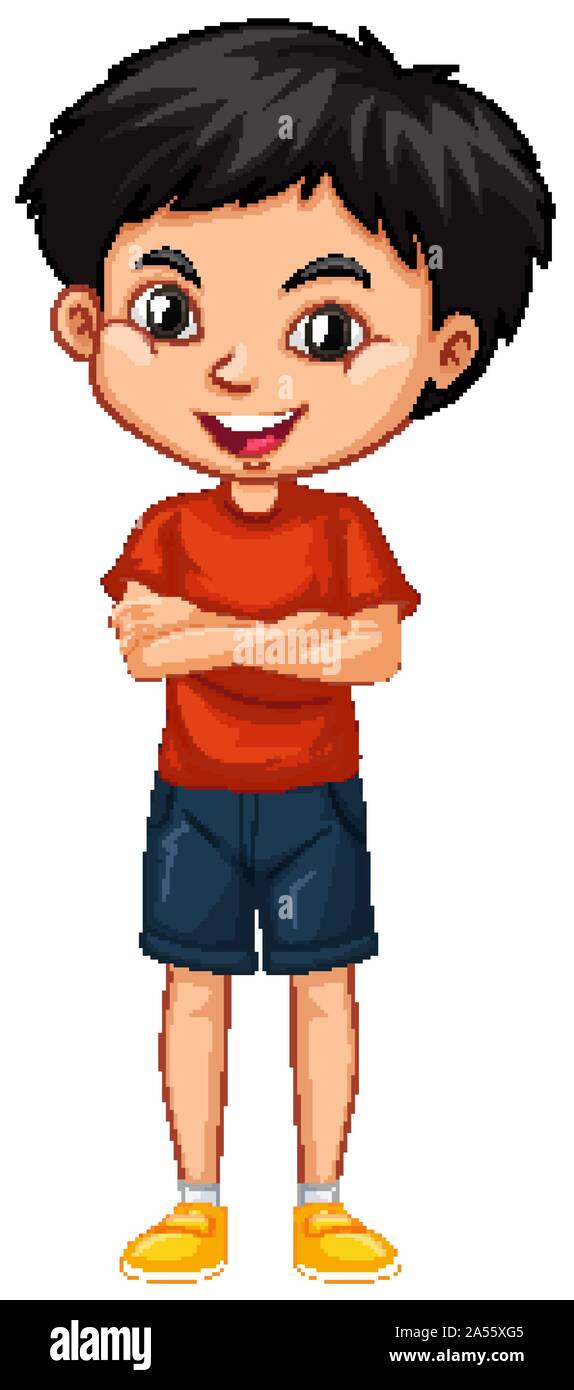 One happy boy in red shirt illustration Stock Vector Image & Art - Alamy