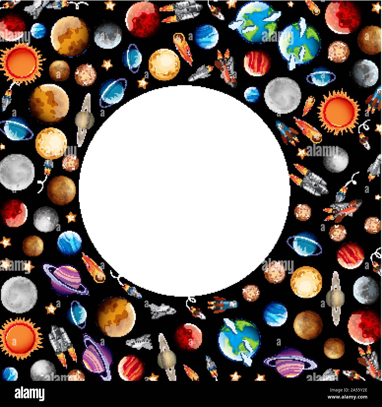 Frame design with planets in space illustration Stock Vector Image ...