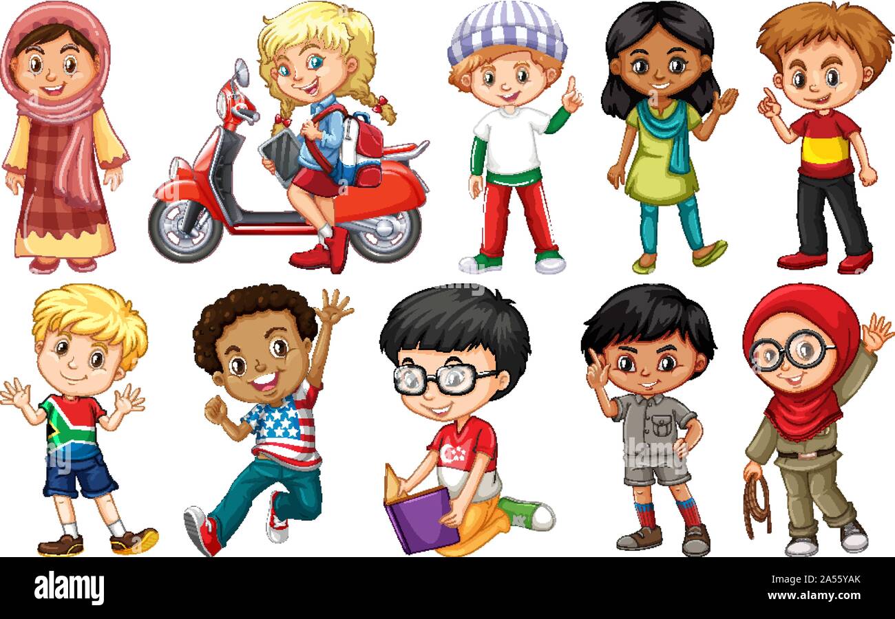 Set of children from different countries illustration Stock Vector ...