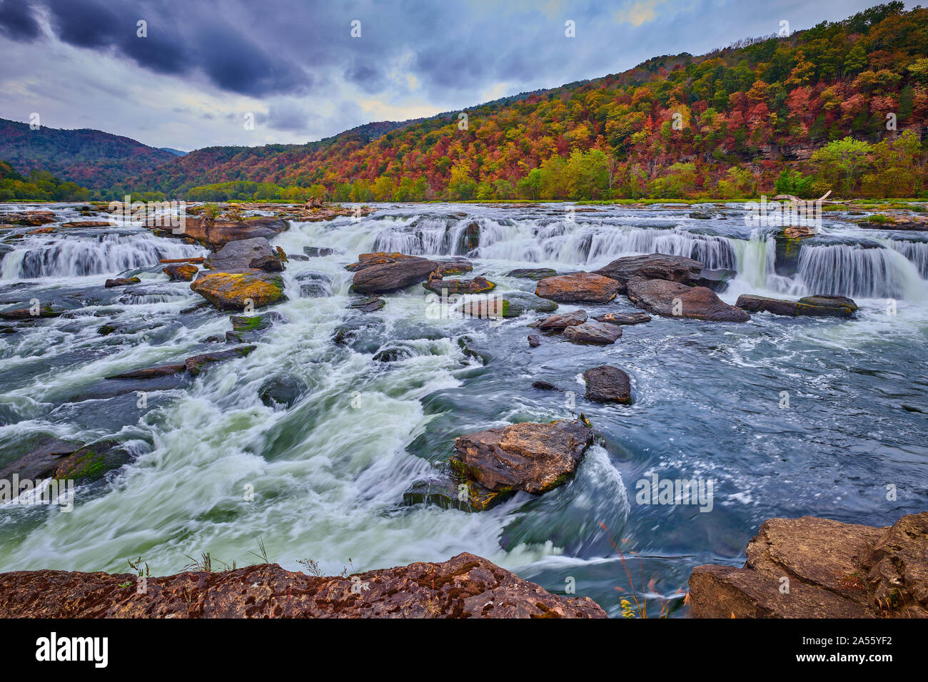 Waterfall fall autumn mountains west virginia hi-res stock photography ...