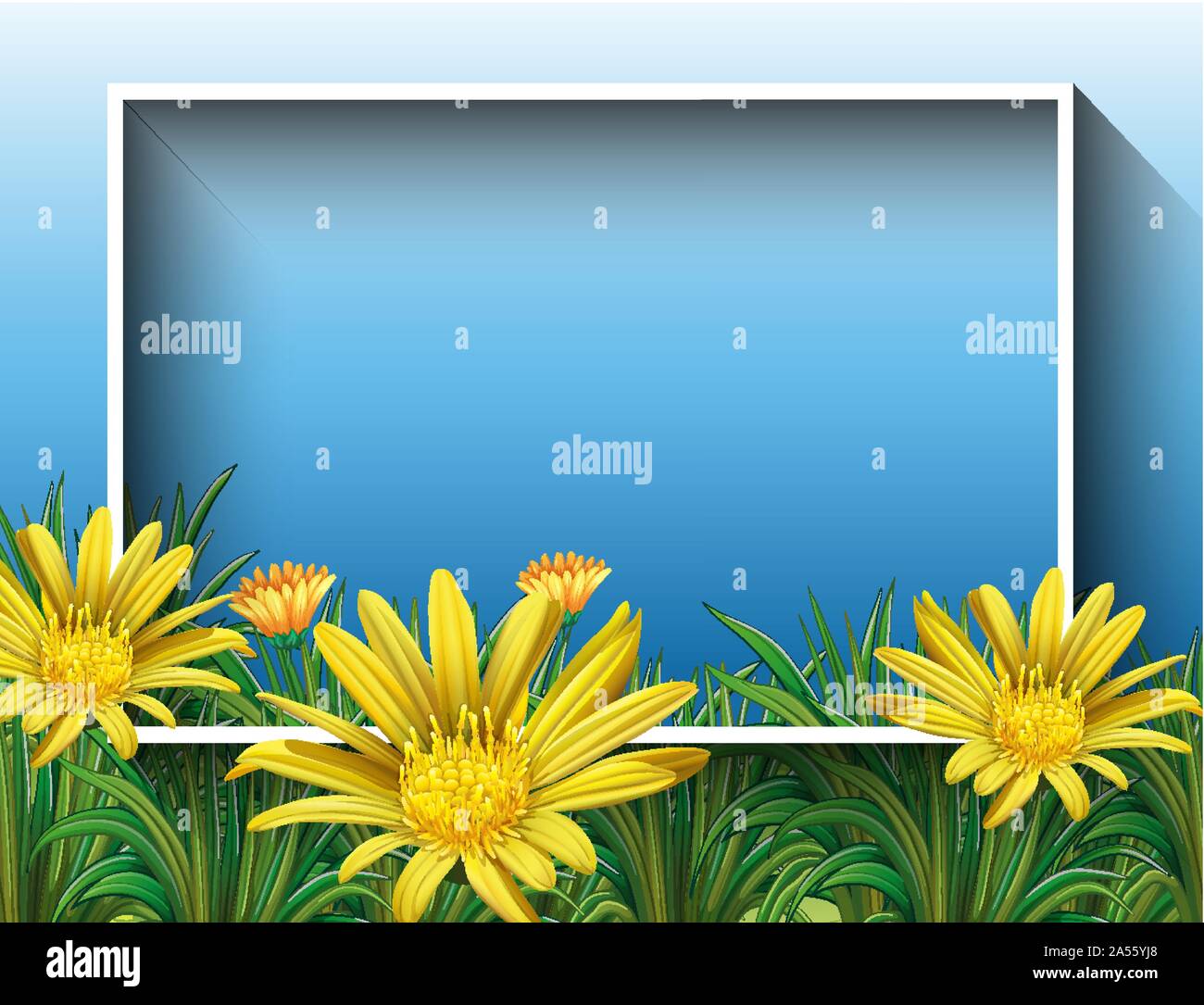 Border template with flower field illustration Stock Vector Image & Art ...