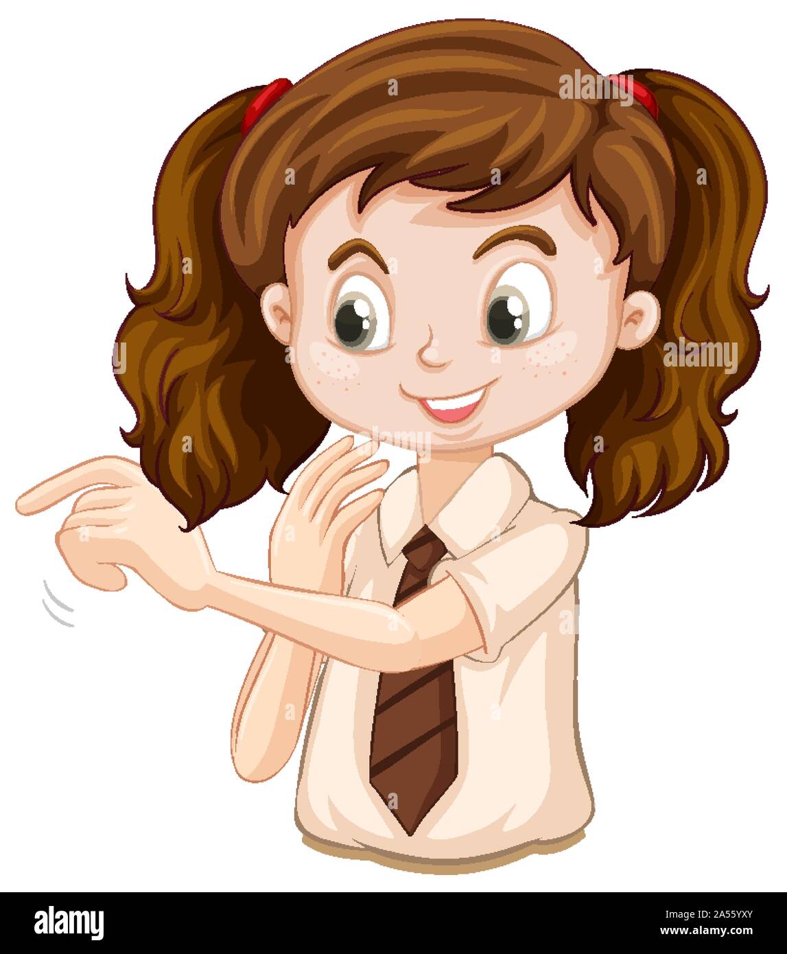 One happy girl pointing finger illustration Stock Vector Image & Art ...
