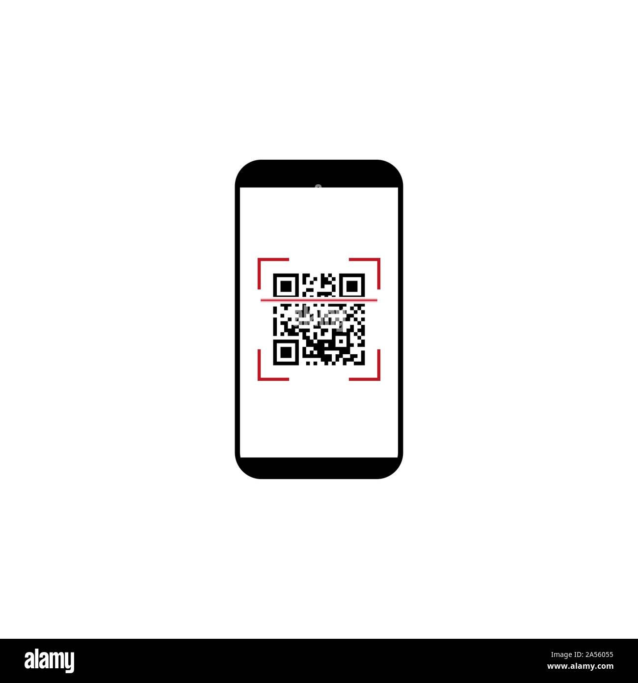 Vector illustration, flat design. Smartphone QRcode icon Stock Vector ...