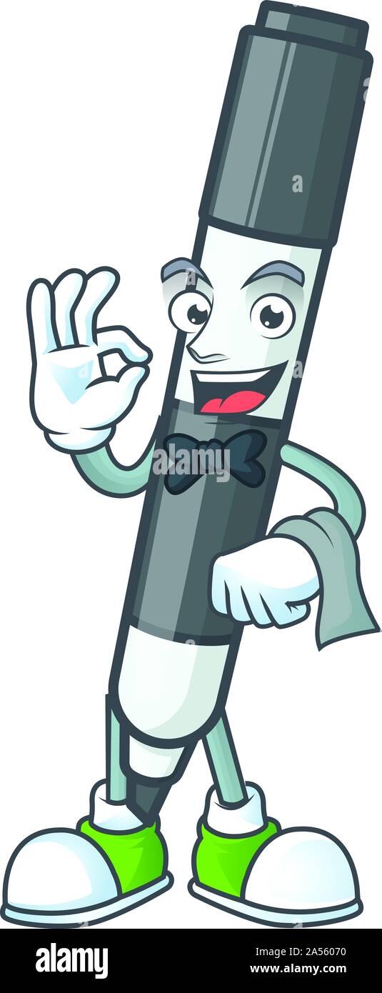 Waiter black white board marker in cartoon Stock Vector Image & Art - Alamy