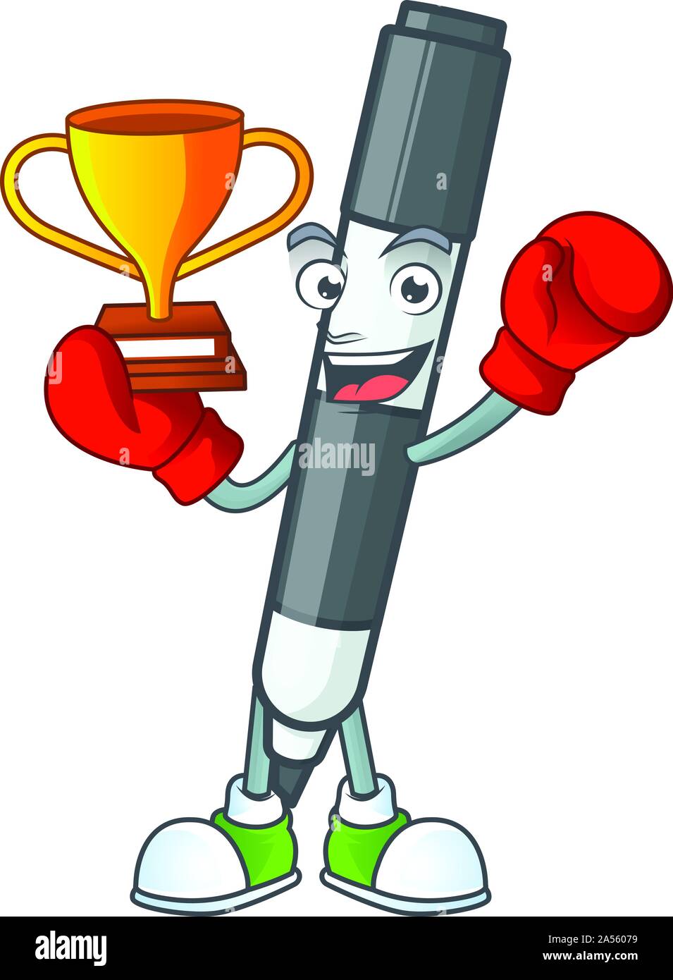Boxing winner black white board marker with mascot Stock Vector Image ...