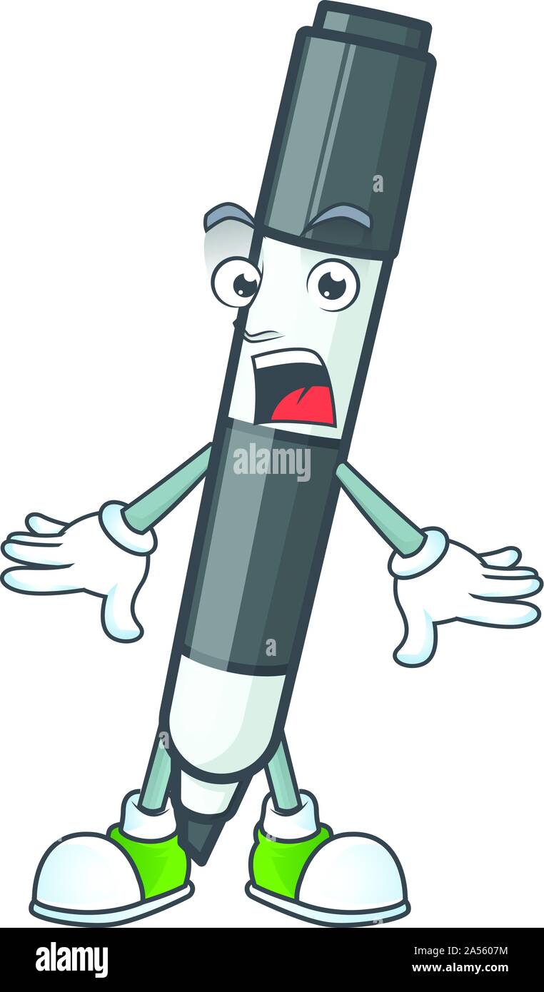 Surprised black white board marker in cartoon Stock Vector Image & Art ...
