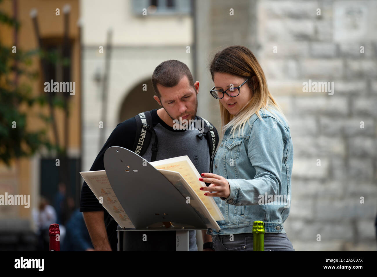 Como, Lombardy Italy Sept 2019 Well dressed young people enjoing ...