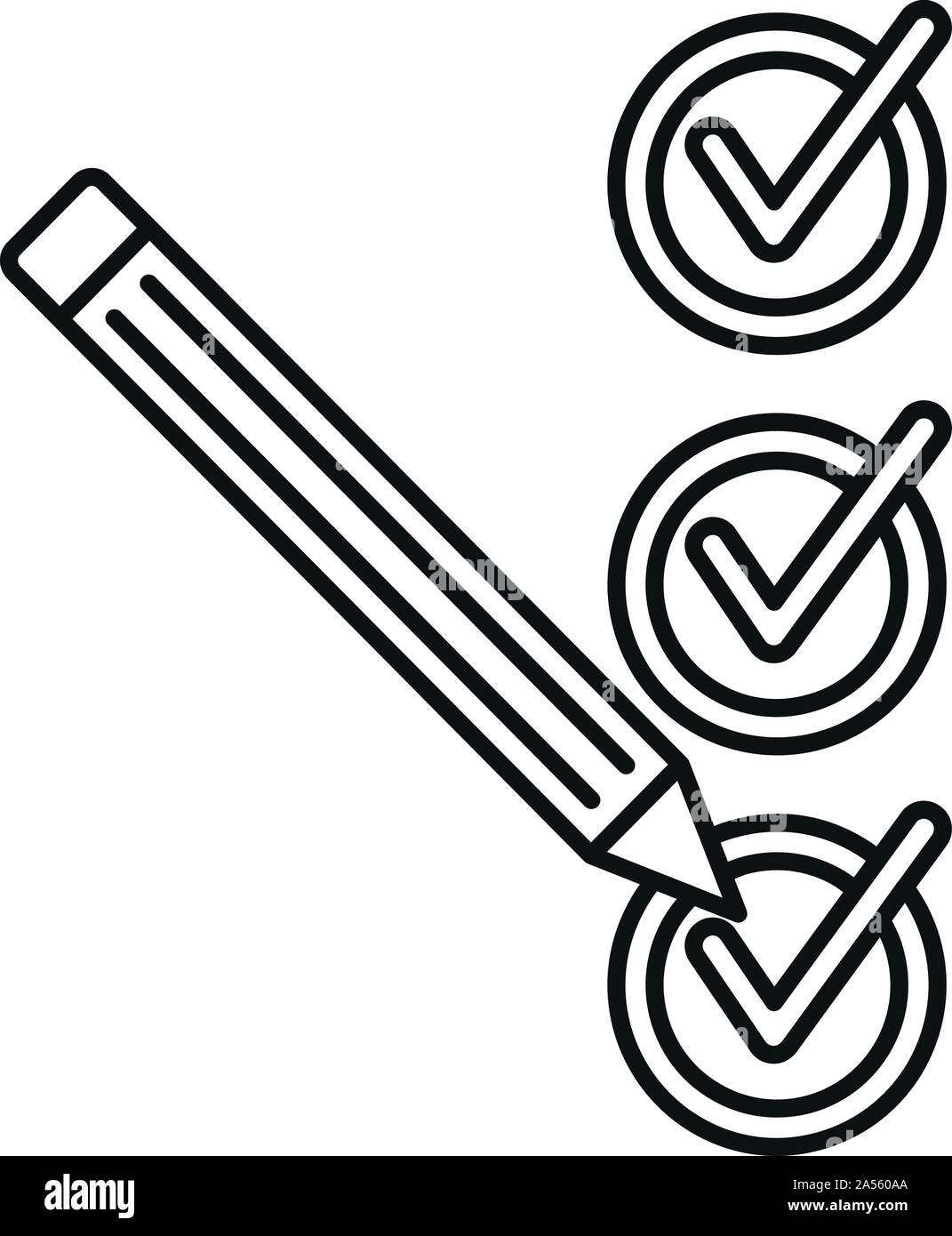 Pencil check mark icon. Outline pencil check mark vector icon for web ...