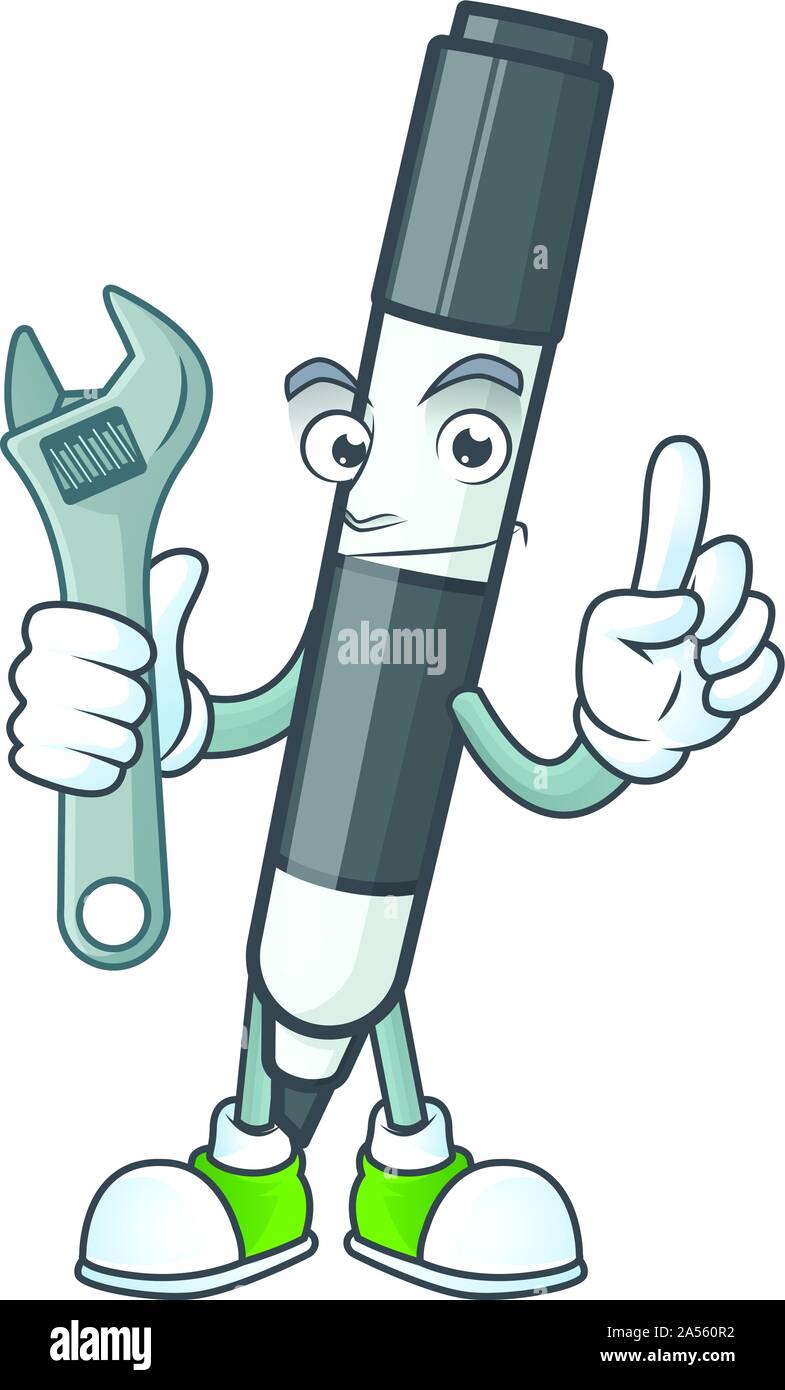 Mechanic black white board marker with mascot Stock Vector Image & Art ...
