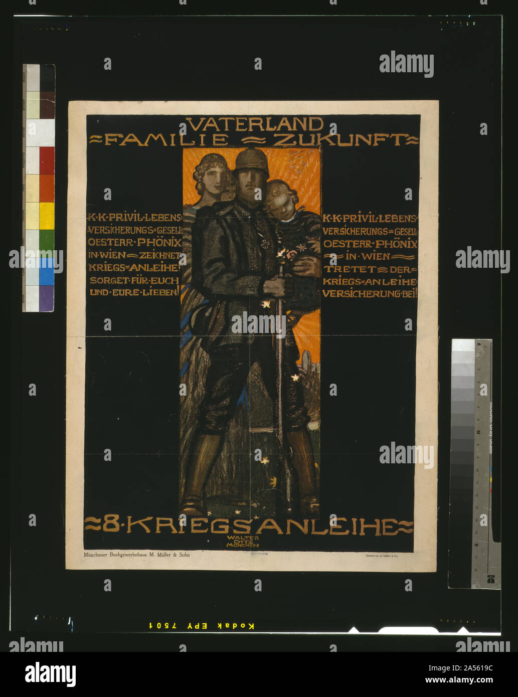 Vaterland, Familie, Zukunft ... 8. Kriegsanleihe Abstract: Poster shows ...
