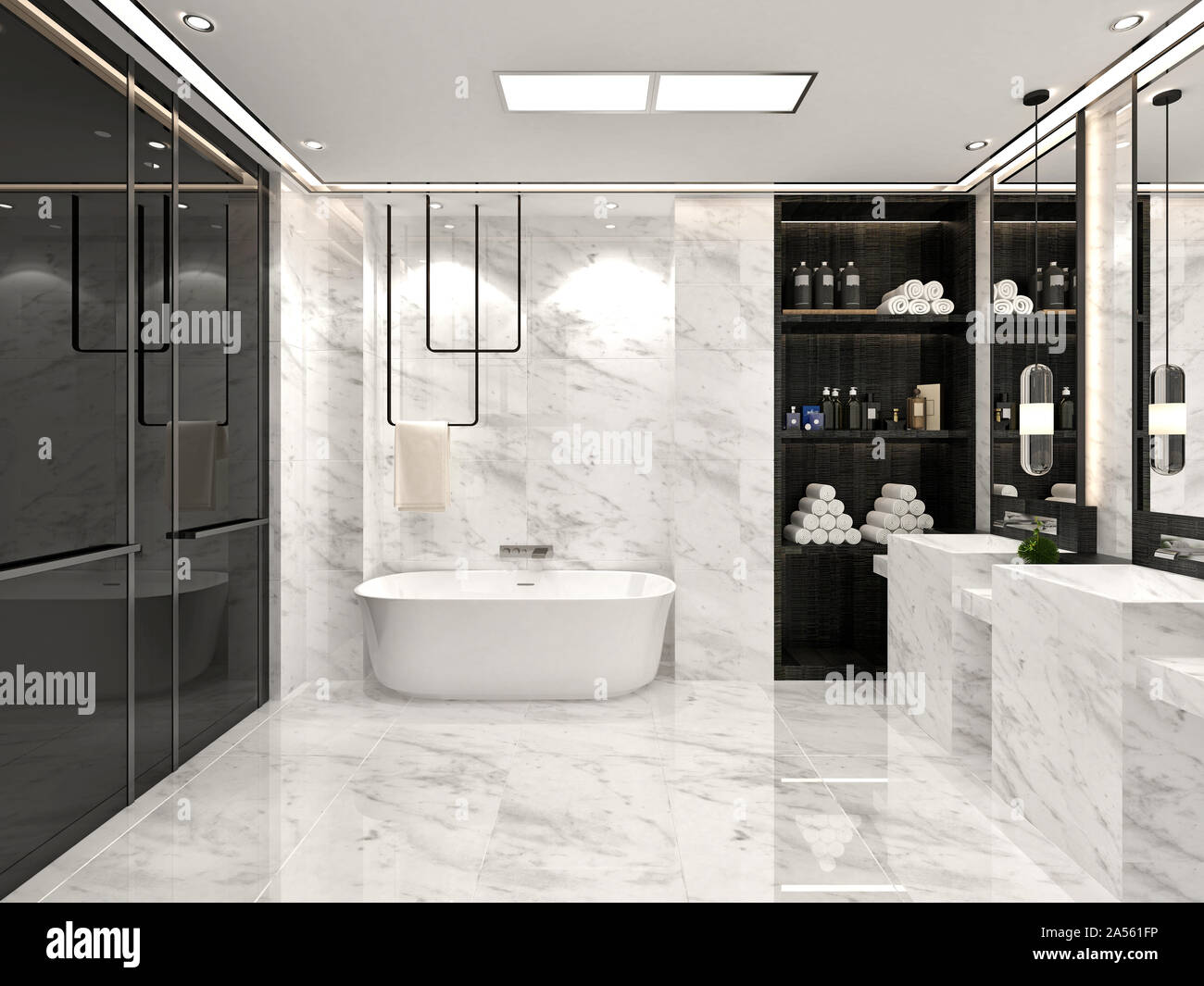 3d render of luxury bathroom Stock Photo - Alamy
