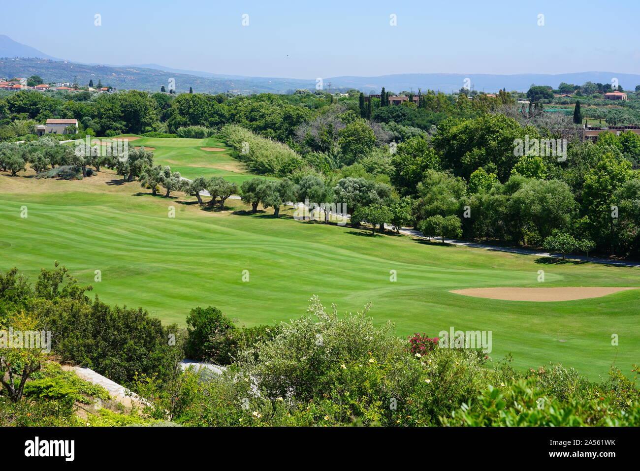 COSTA NAVARINO, GREECE -6 JUN 2019- View of the golf course at Costa ...
