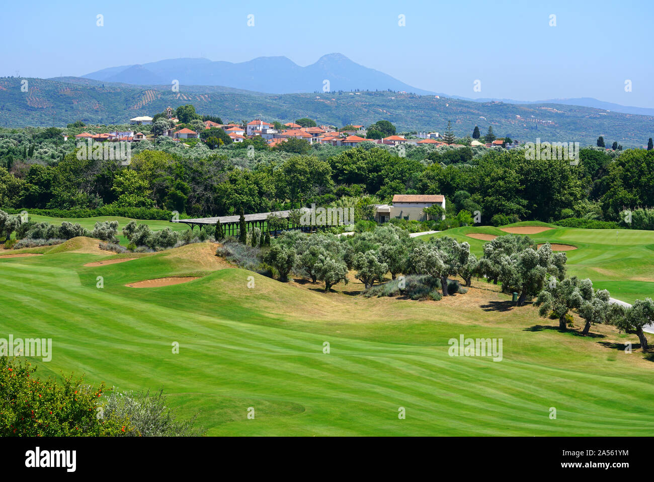 COSTA NAVARINO, GREECE -6 JUN 2019- View of the golf course at Costa ...