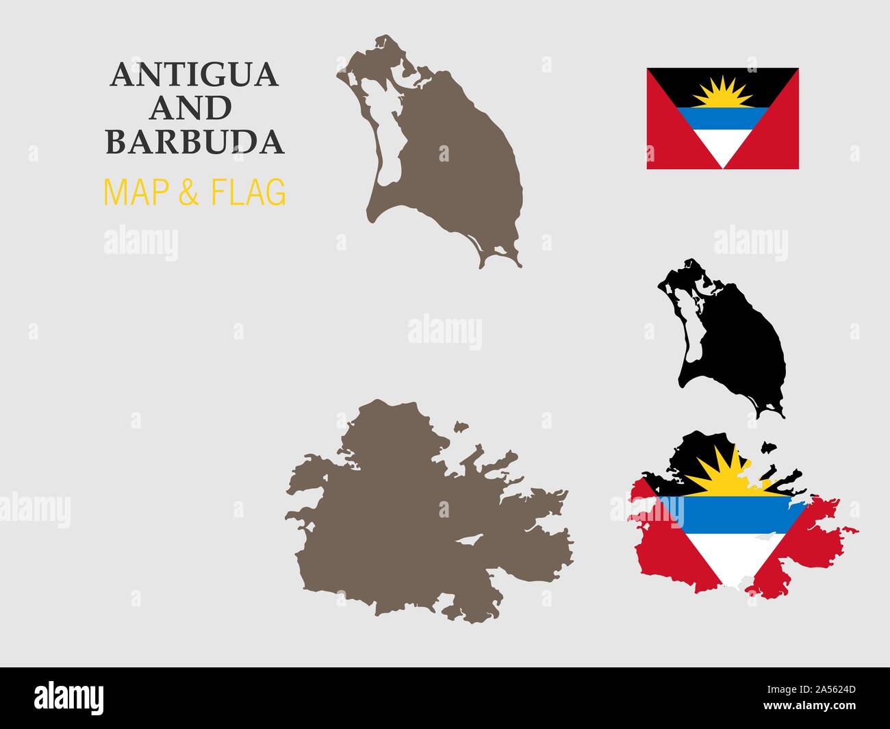 Antigua and Barbuda map and flag Vector illustration eps 10 Stock ...