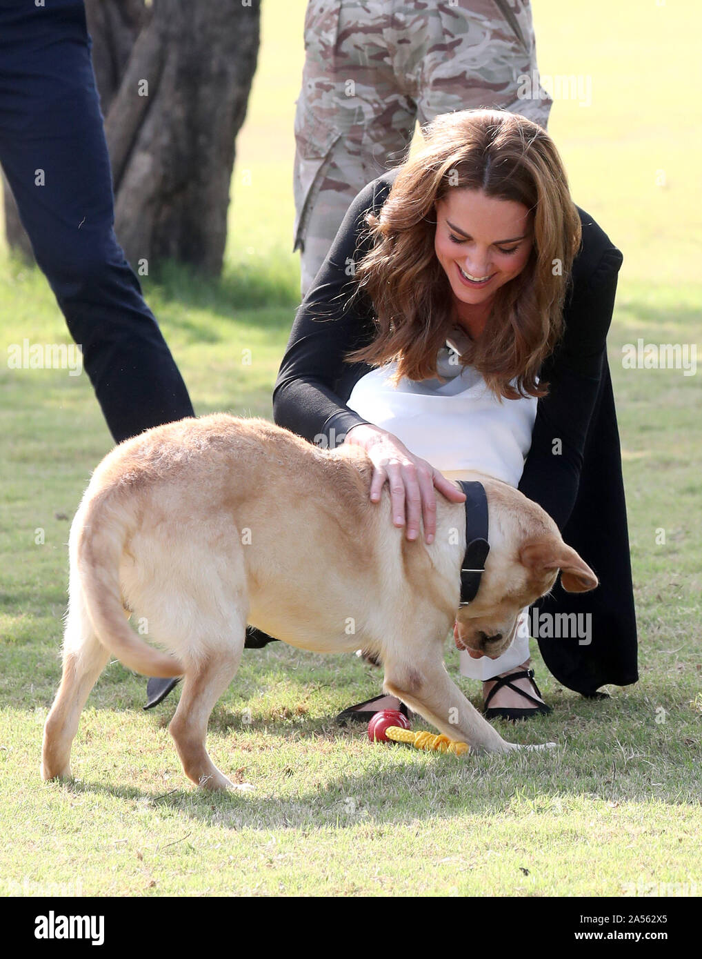 The Duchess of Cambridge with golden labrador Polka during a visit to ...